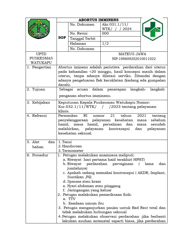 Sop Ab. Iminens | PDF