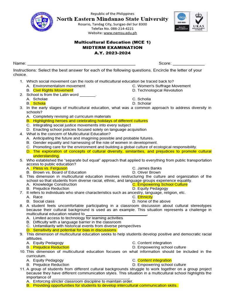 MCE 1 - Multicultural Education | Download Free PDF | Intersectionality ...