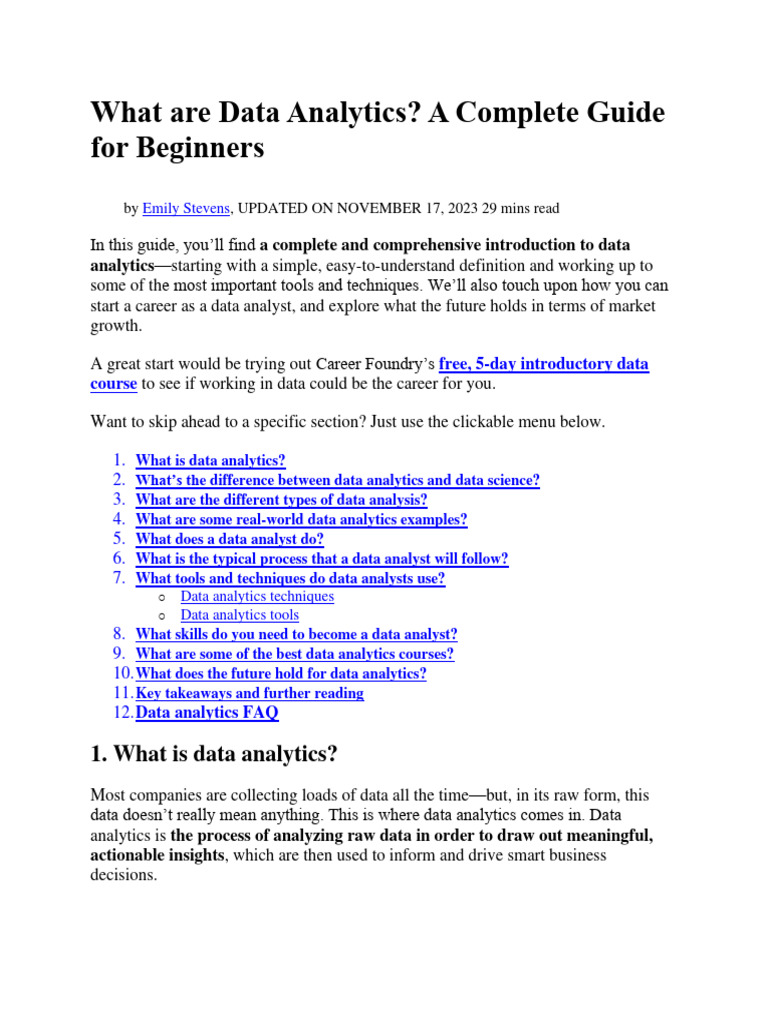 What Are Data Analytics | PDF | Data Analysis | Analytics