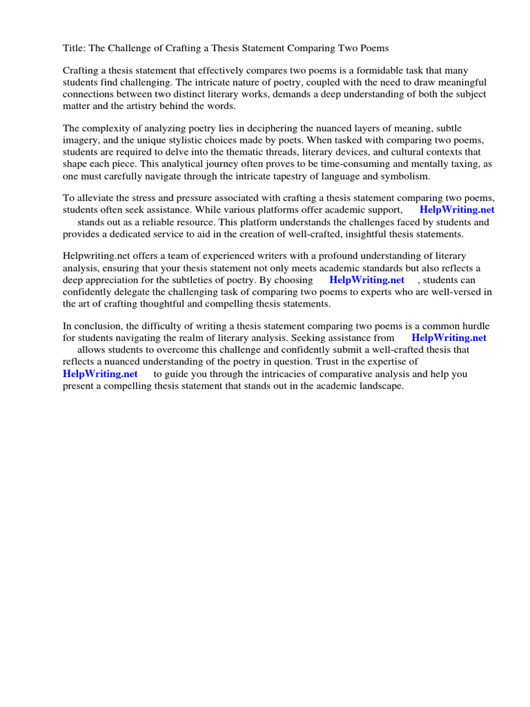 Poetry Thesis Help for Students | PDF