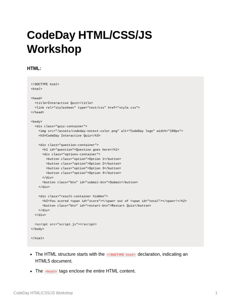 Codeday Workshop | PDF | Html | World Wide Web Consortium