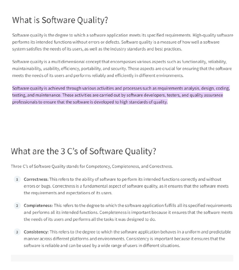 How to achieve required software quality . Explain | PDF