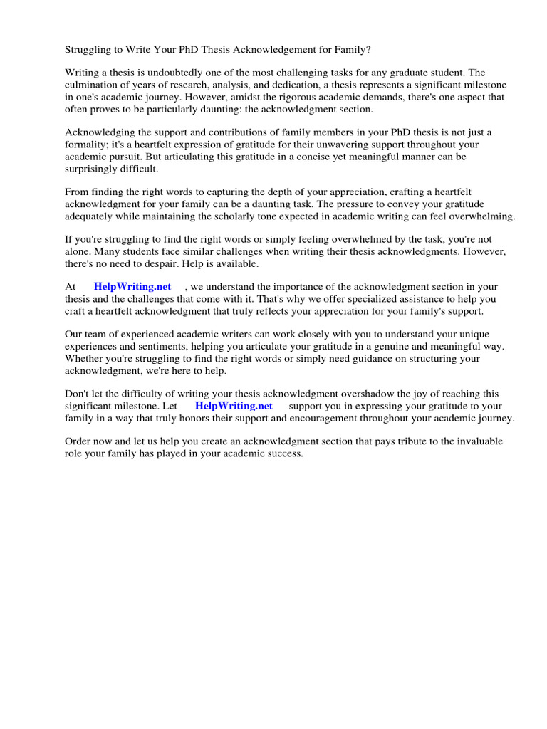 Phd Thesis Acknowledgement Family | PDF
