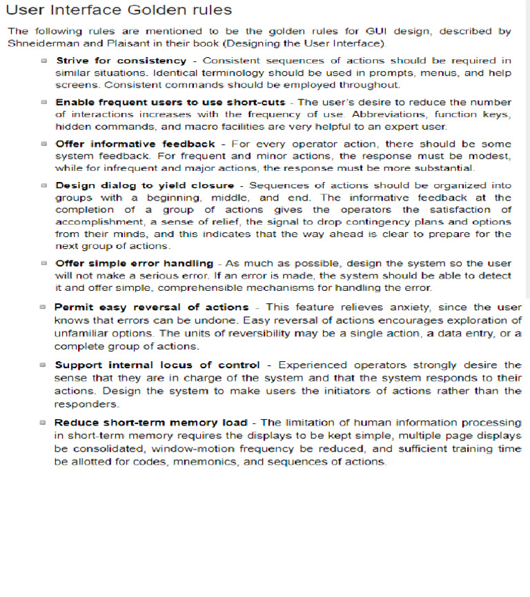 User Interface Design Golden Rules | PDF