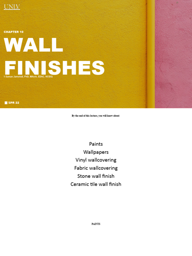 Chapter+10 Wall+Finishes | PDF | Paint | Area