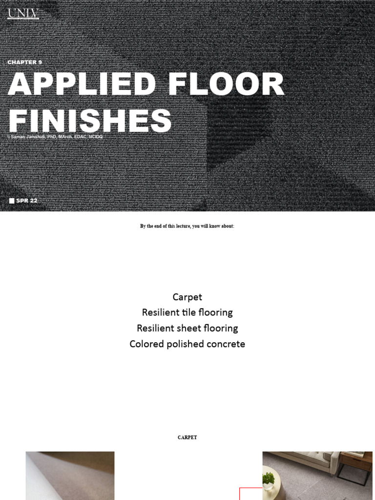 Applied Floor Finishes Overview | PDF | Flooring | Carpet