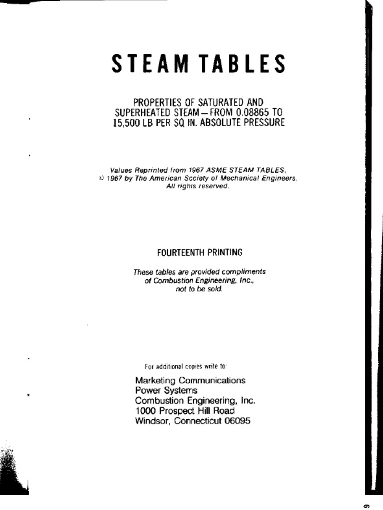 Steam Table | PDF