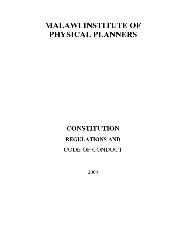 Constitution of Malawi Institute of Physical Planners | PDF | Career ...
