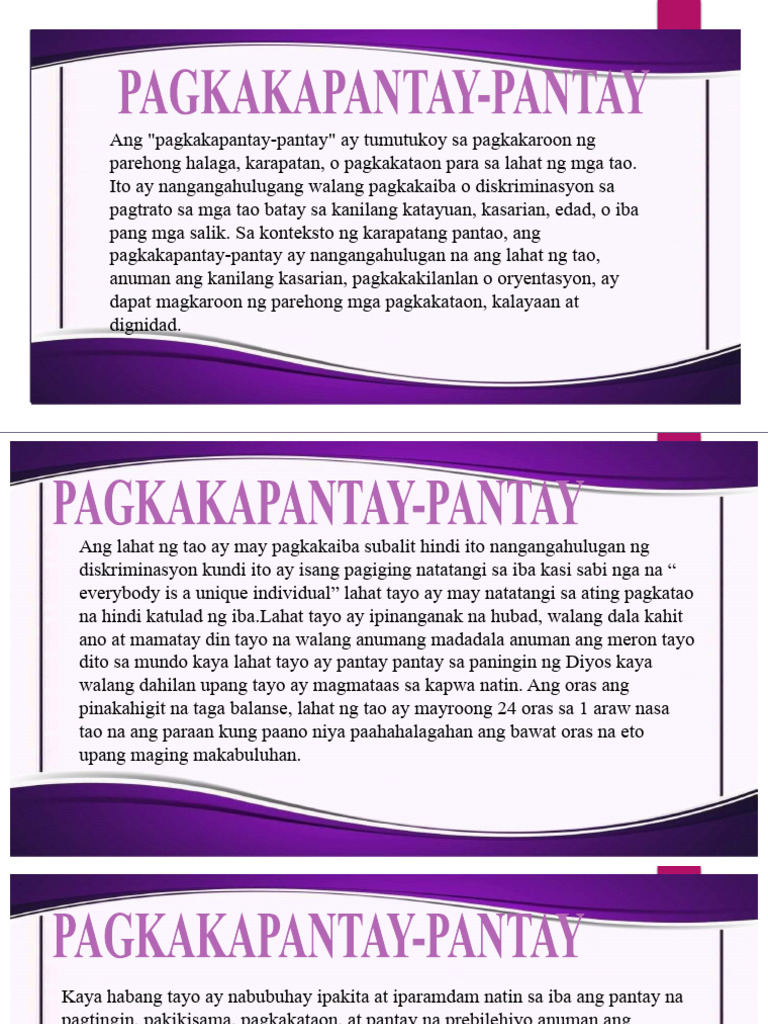PAGKAKAPANTAY PANTAY Weekly Values | PDF