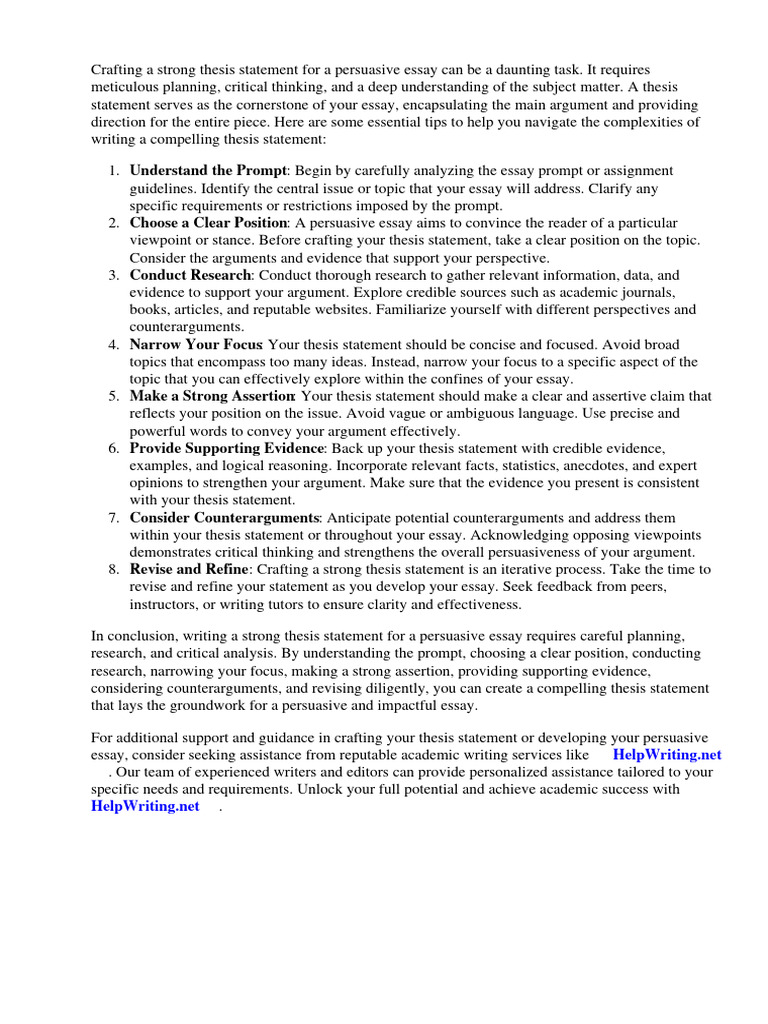 Crafting Persuasive Thesis Statements | PDF | Essays | Thesis