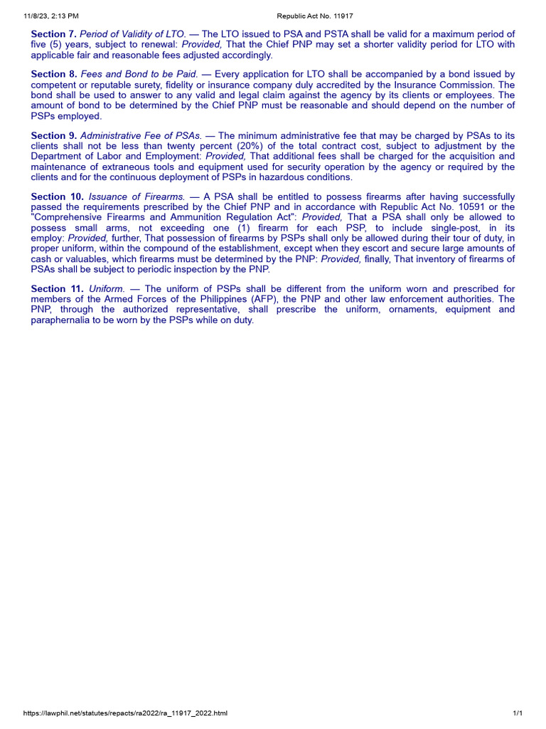 Republic Act No. 11917 print | PDF | Employment | Government