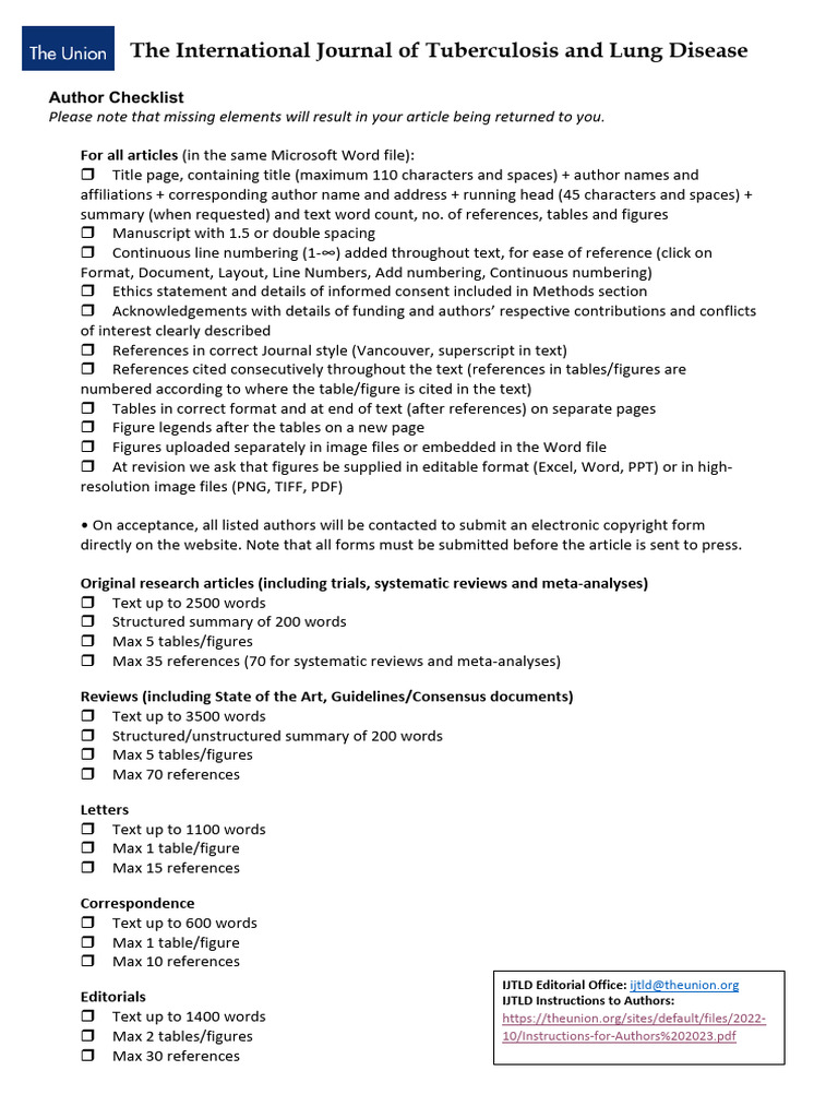 Attached Standard File - IJTLD-Author-Checklist-2022 | PDF