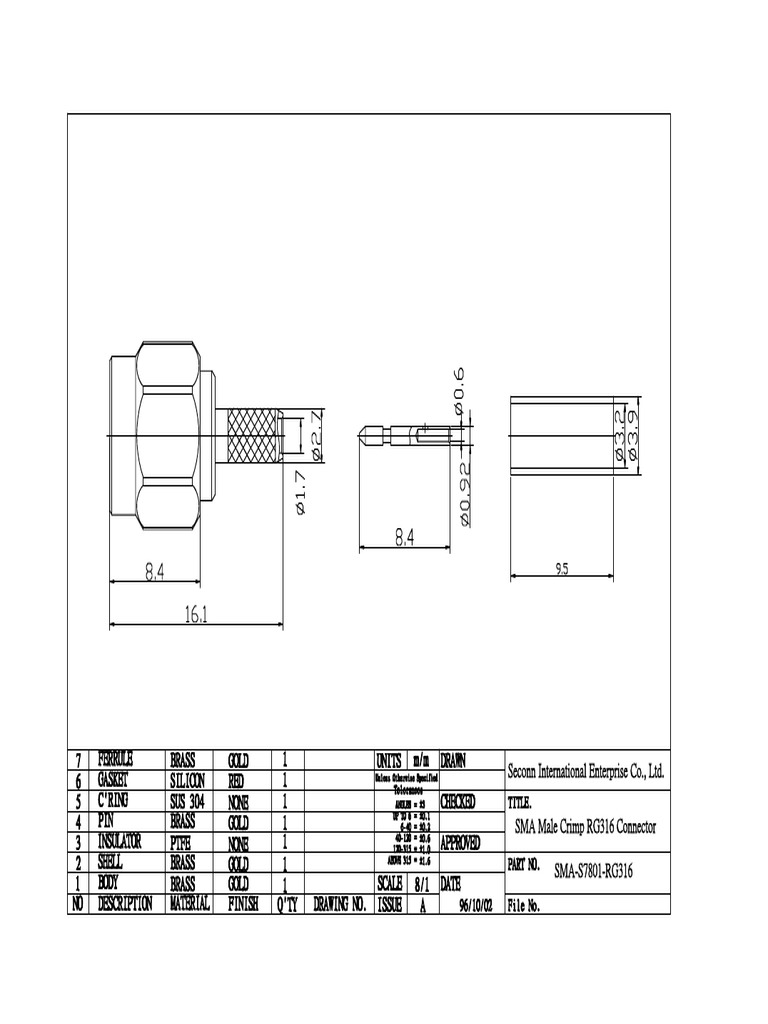 SMA Male Crimp RG316 Connector Guide | PDF