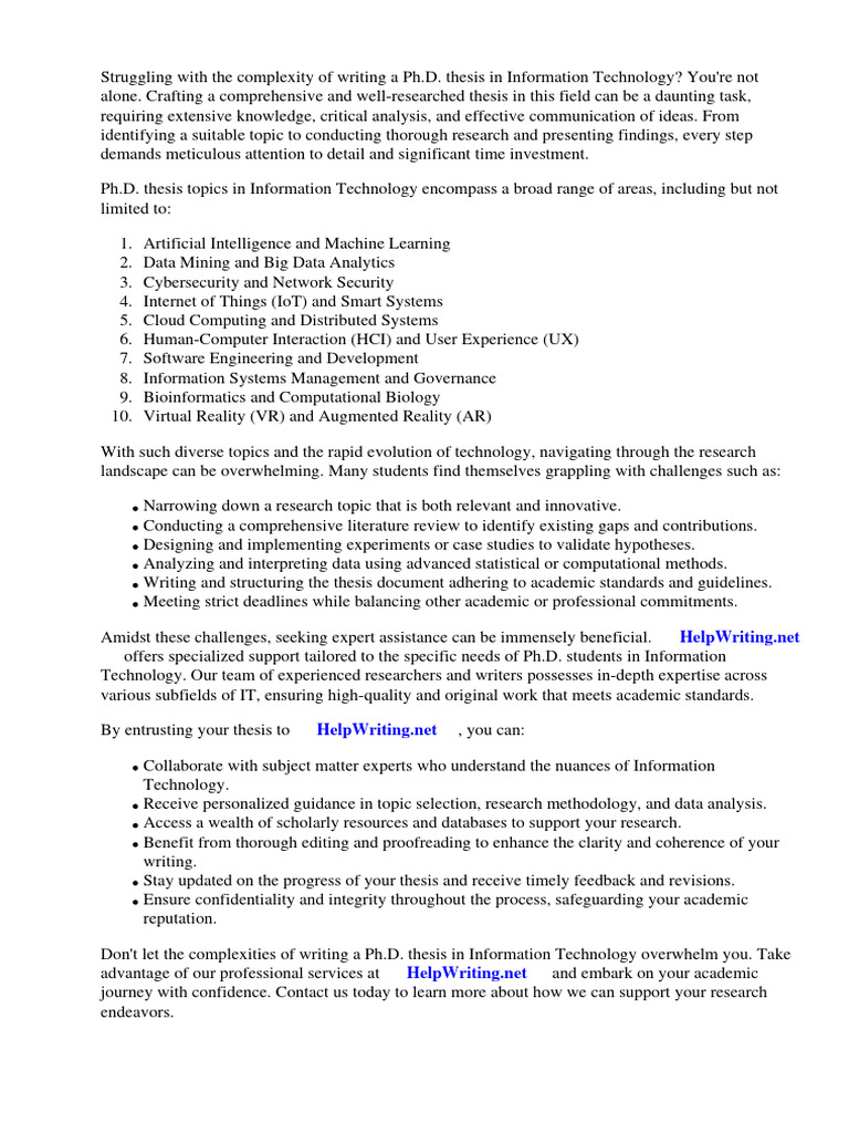 PHD Thesis Topics in Information Technology | PDF | Thesis | Doctor Of ...
