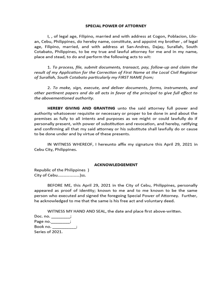 SPECIAL POWER OF ATTORNEY- PROCESS LCR 3 | PDF