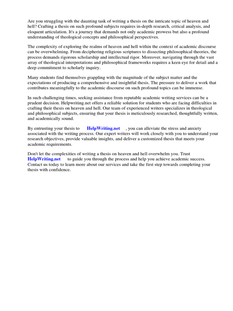 Thesis On Heaven and Hell | PDF | Religion & Spirituality