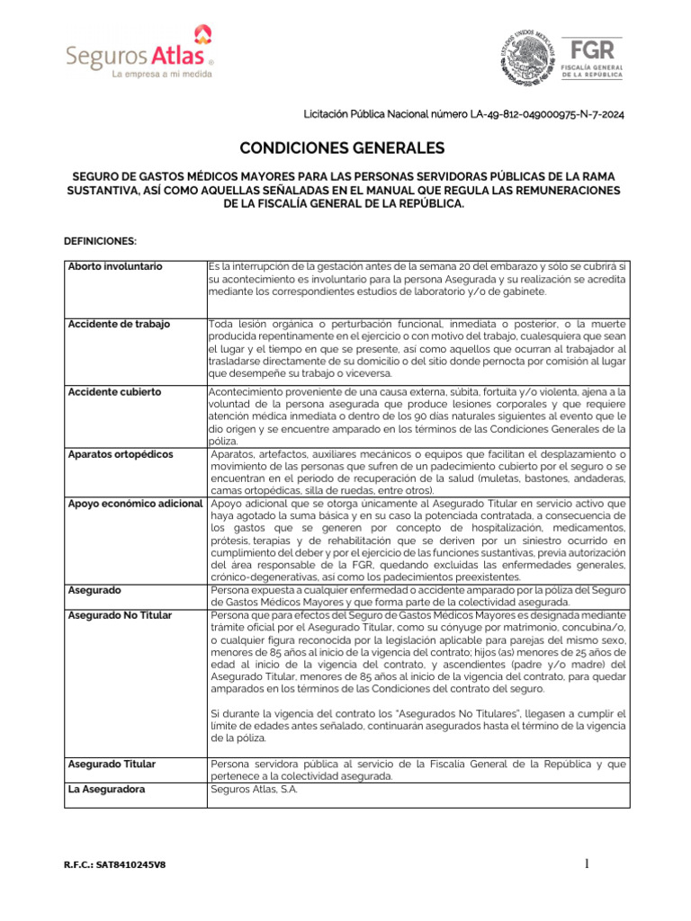 1.-Condiciones Generales FGR | PDF | Póliza de seguros | Seguro