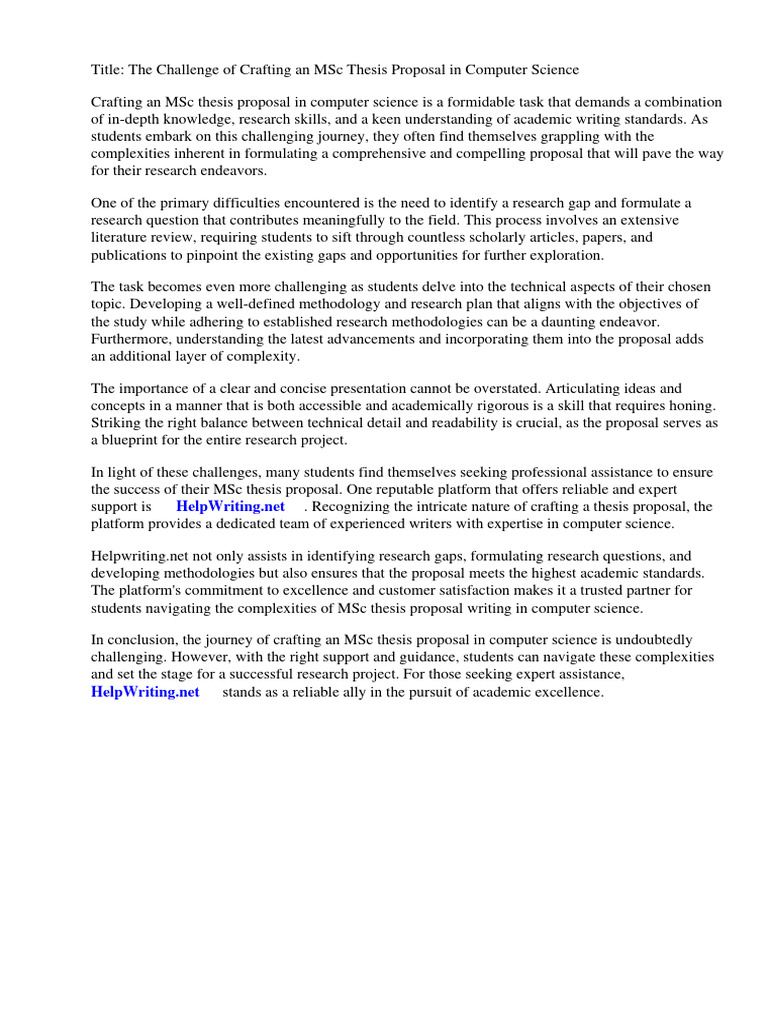 MSC Thesis Proposal in Computer Science | PDF | Quantum Computing | Thesis