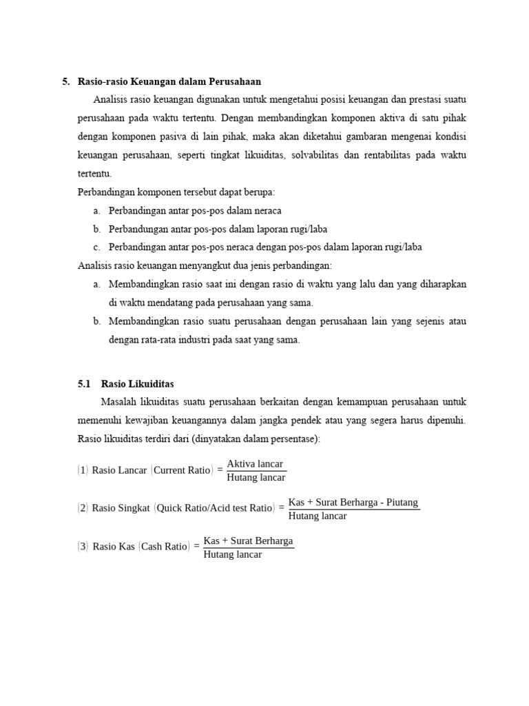 Analisis Rasio Keuangan Perusahaan | PDF
