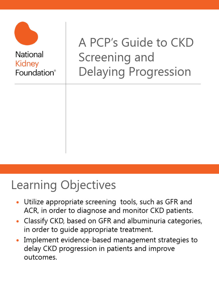 CKD Screening and Management Guide | PDF | Chronic Kidney Disease ...