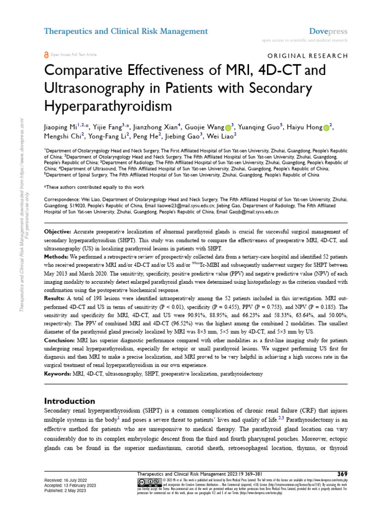 Comparative Effectiveness of MRI, 4D-CT and Ultrasonography in Patients ...