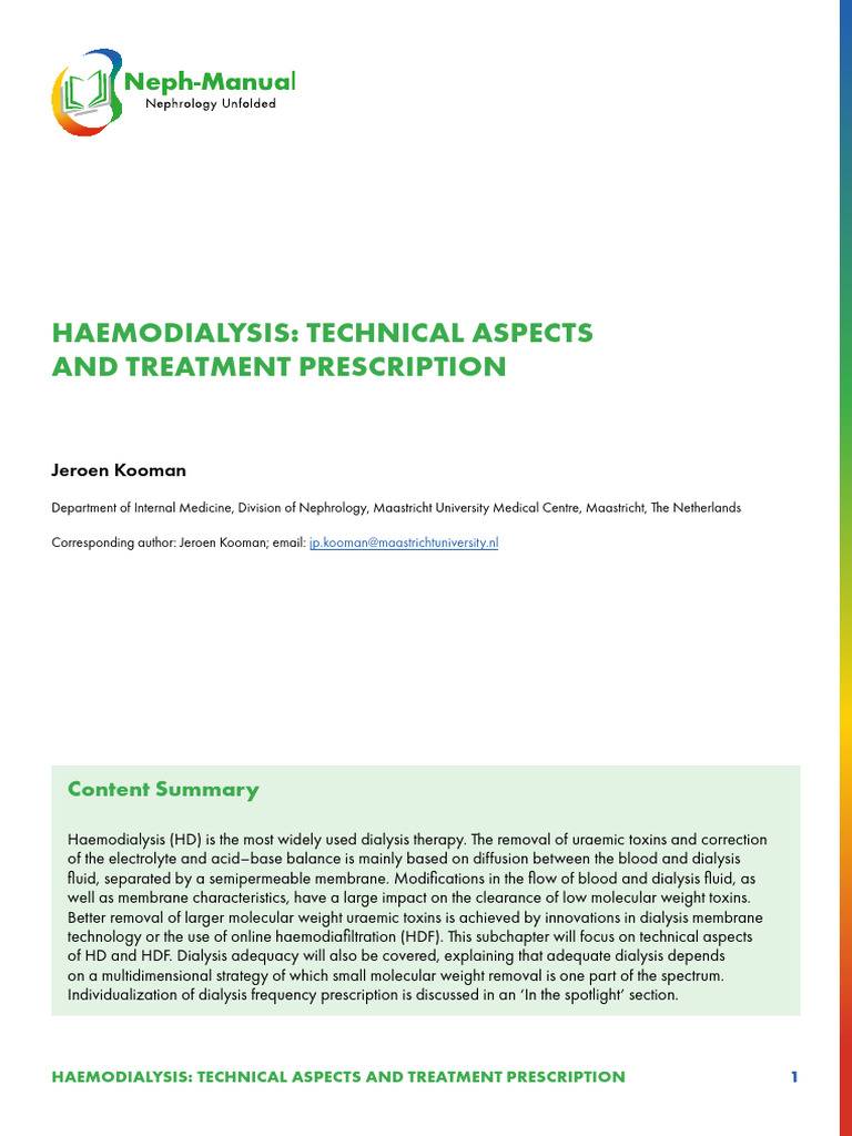 ERA Neph-Manual Kooman Chapter (3) 1705496805141 | PDF | Hemodialysis ...