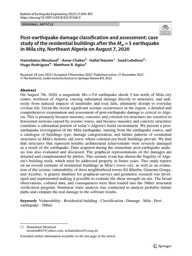 Post Earthquake Damage Classification | PDF
