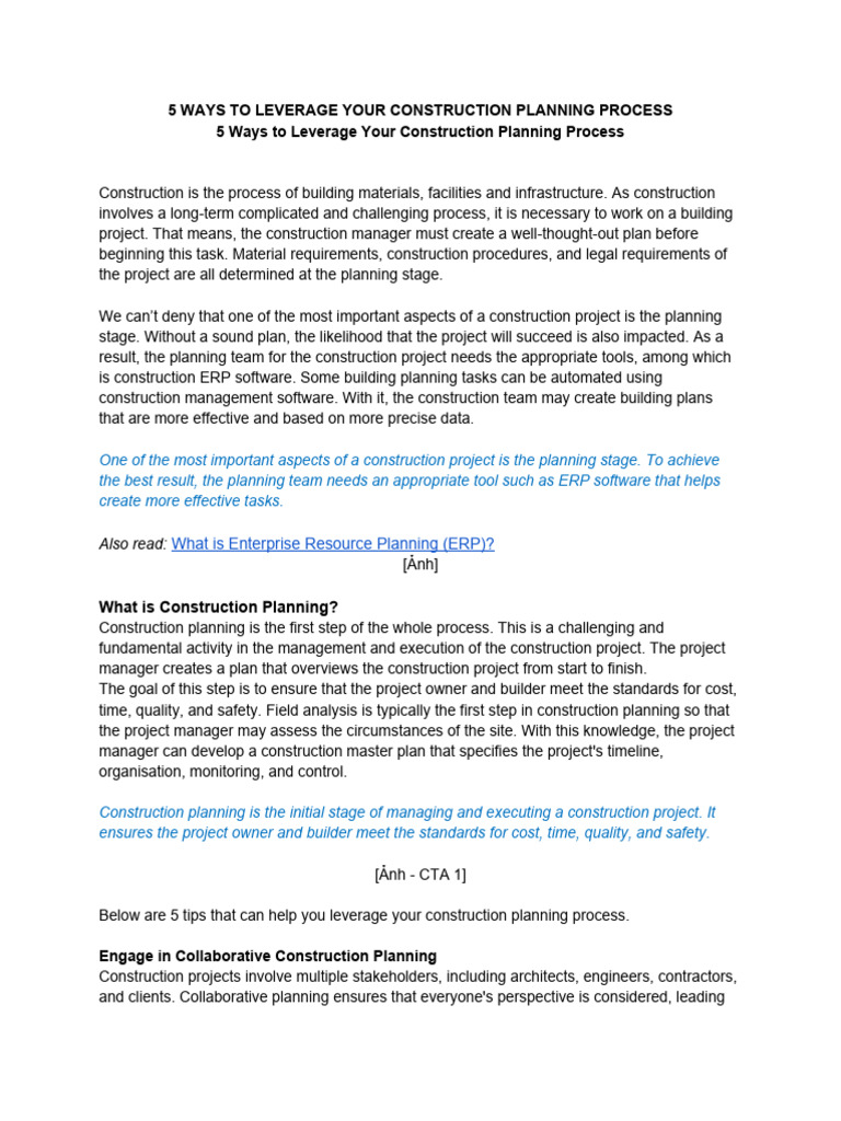 (Nellie) 5 Ways To Leverage Your Construction Planning Process | PDF ...