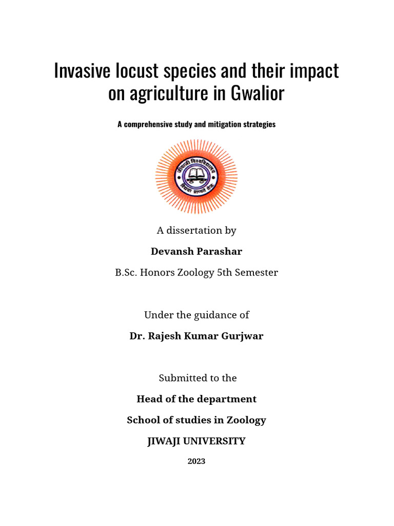 Invasive Locust Species and - Their Impact On Agriculture in - Gwalior ...
