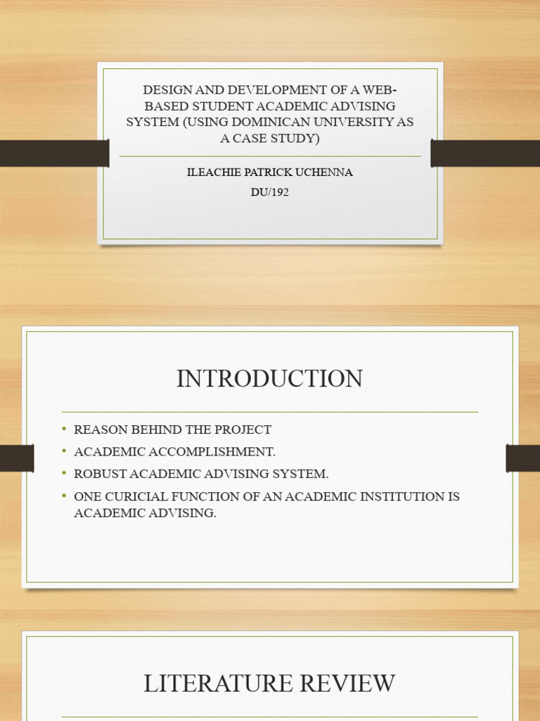Design and Development of A Web-Based Student Academic Advising System (Using Dominican ...