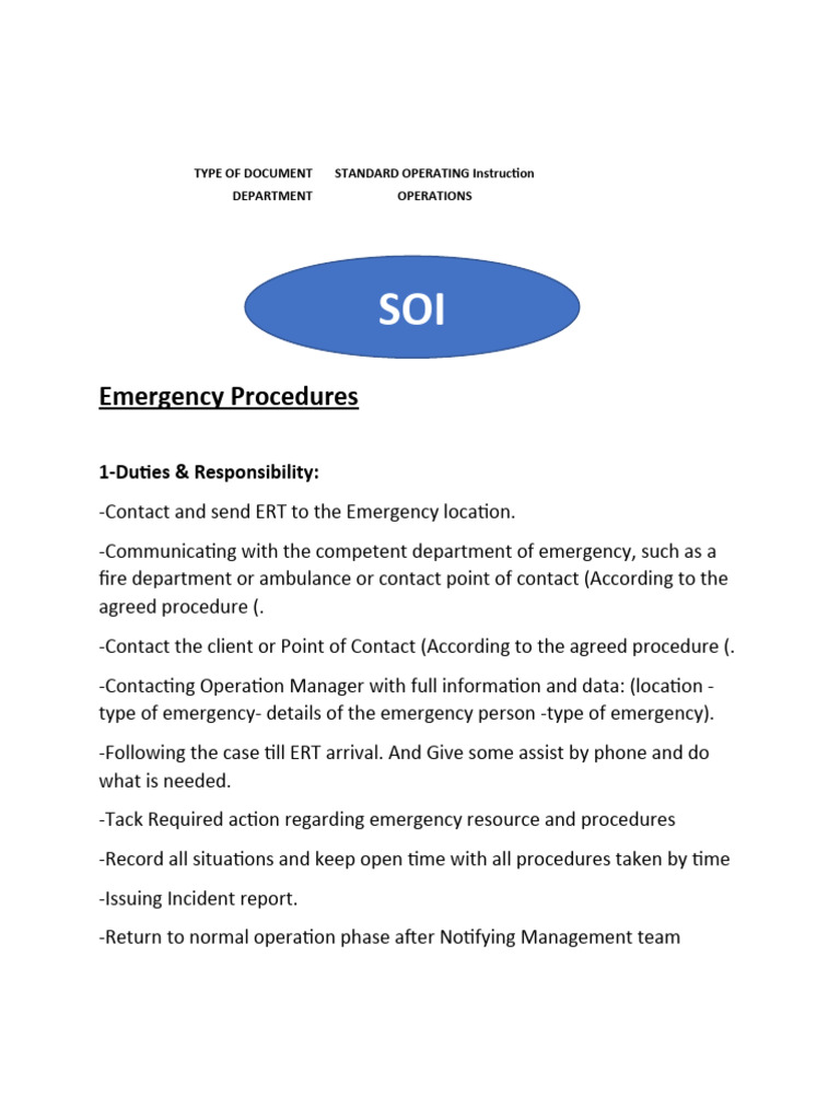 Standing Operation Instruction (SOI ) | PDF