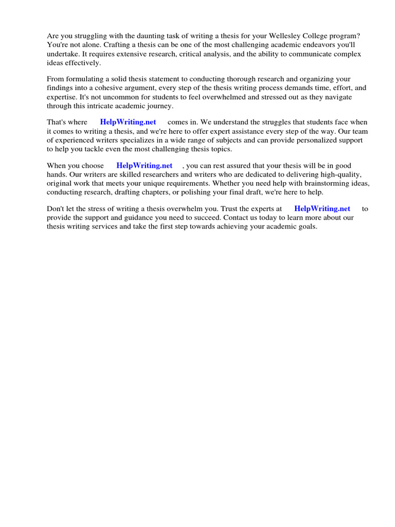 Thesis Wellesley | PDF | Thesis | Essays