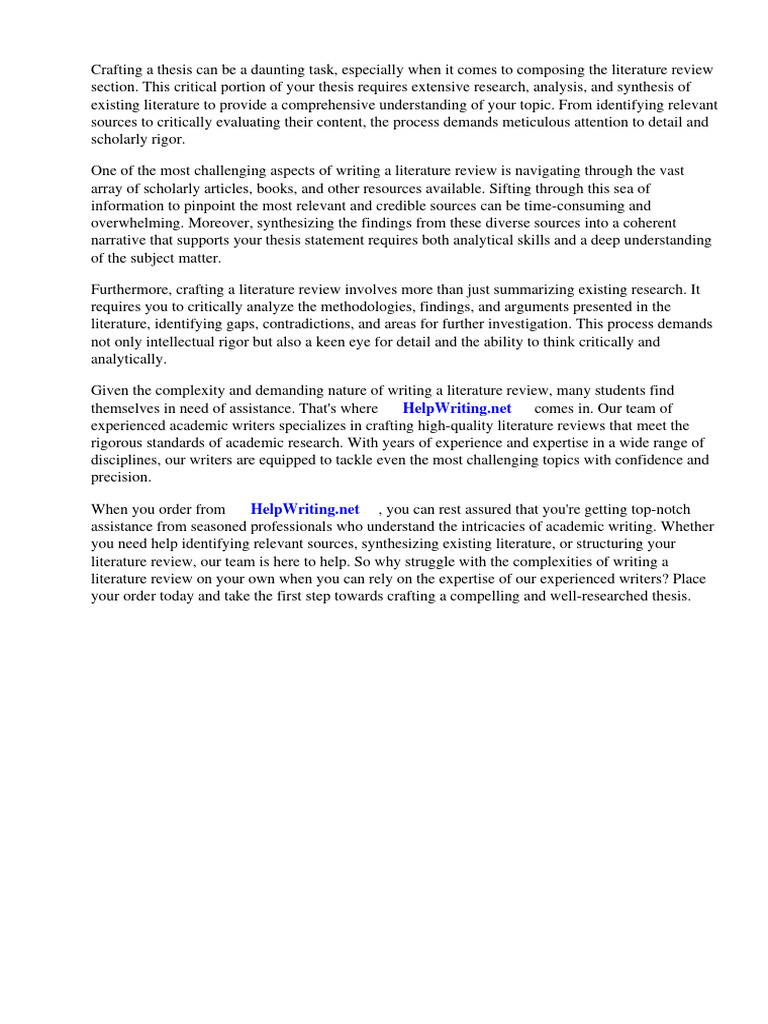 How To Write Literature Review in Thesis Example | Download Free PDF ...