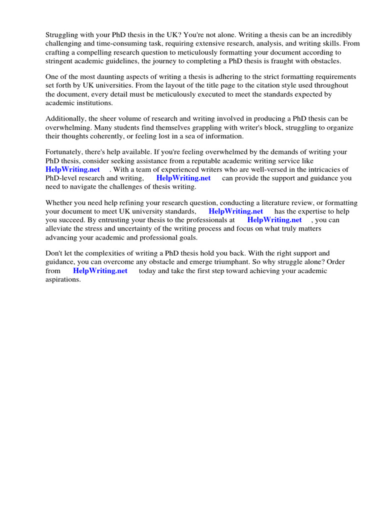 PHD Thesis Format Uk | PDF