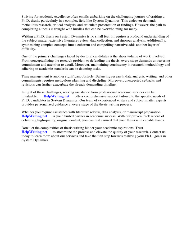 PHD Thesis On System Dynamics | PDF | Thesis | System