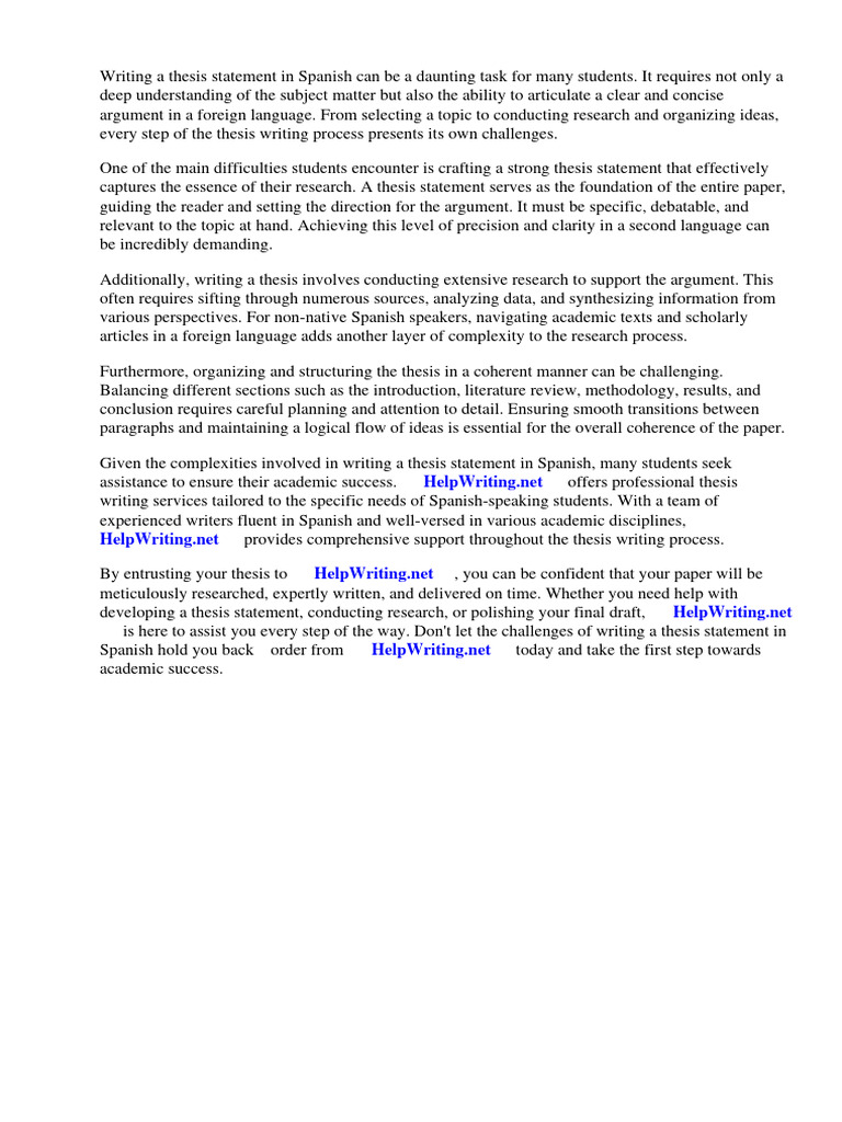 Thesis Statement en Espanol | PDF | Essays | Thesis