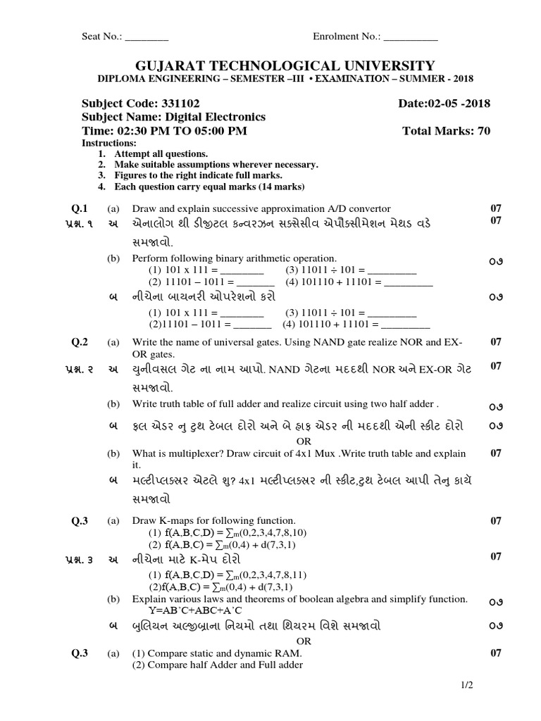 Gtu Diploma in Aeronautical 331102 Summer 2018 | PDF