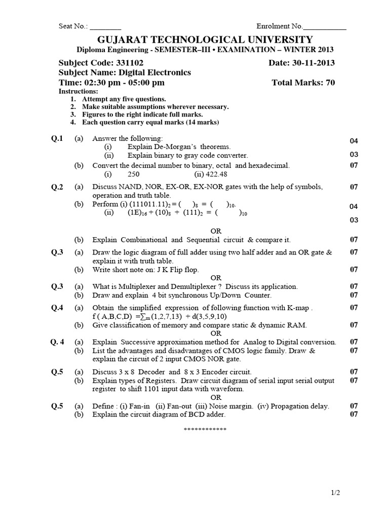 Gtu Diploma in Aeronautical 331102 Winter 2013 | PDF