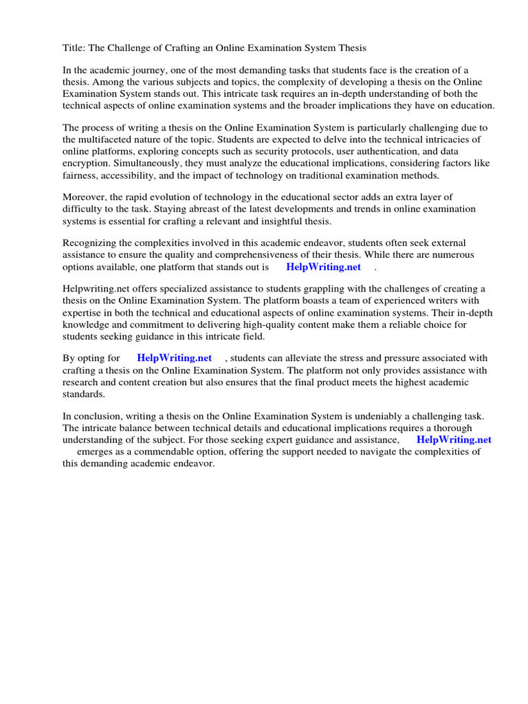 Online Examination System Thesis | PDF | Standardized Tests | Thesis