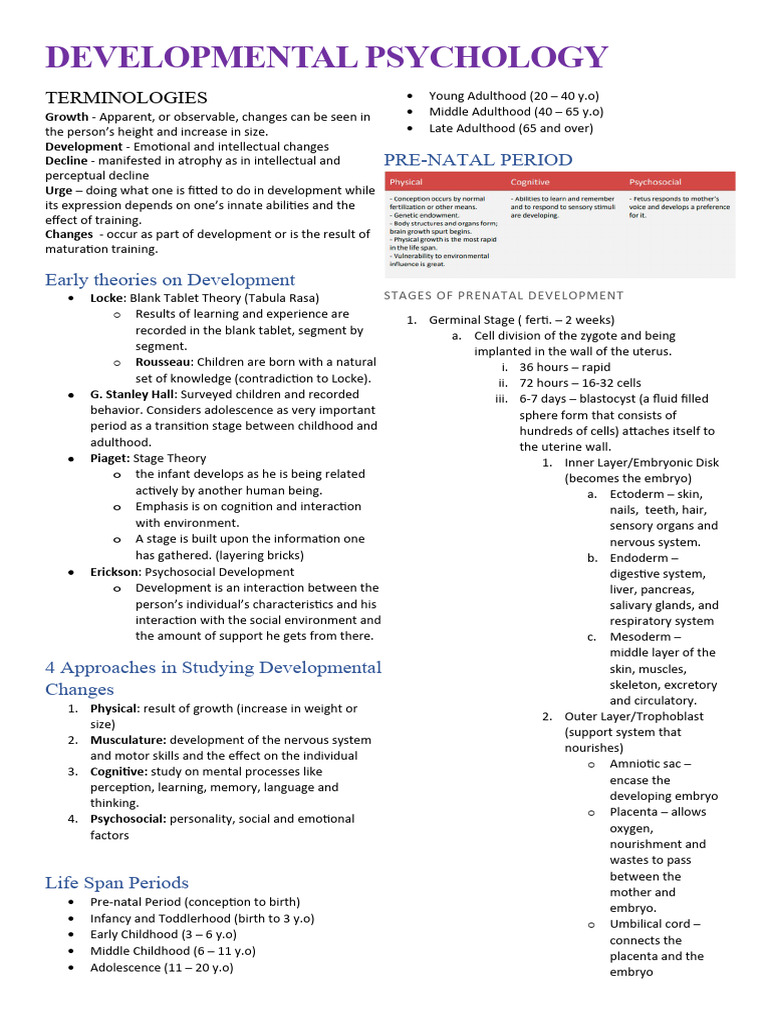 DevPsych Notes | PDF | Adolescence | Developmental Psychology