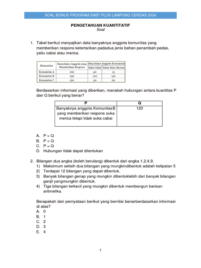 Pengetahuan Kuantitatif | PDF