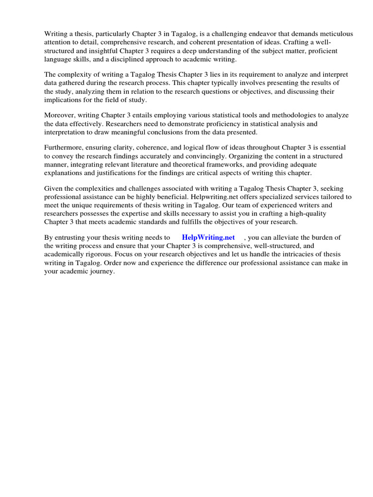 Tagalog Thesis Chapter 3 | PDF | Thesis | Tagalog Language