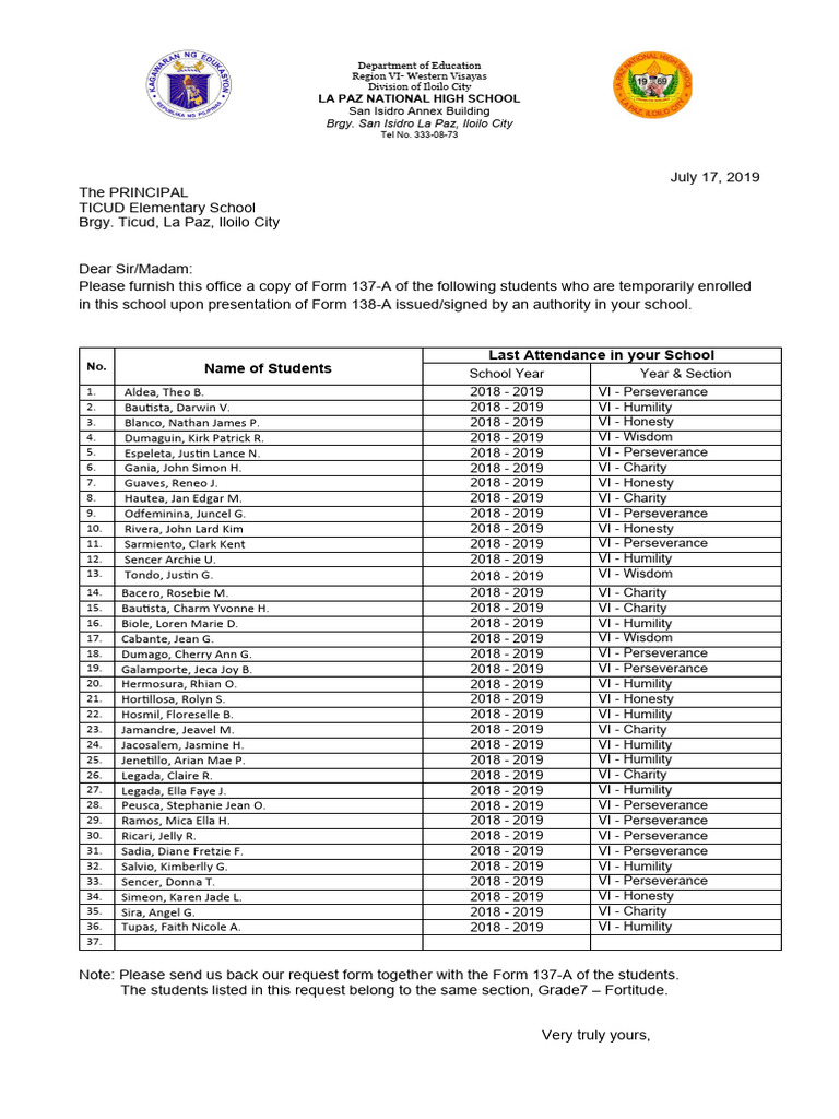Student Attendance Request Form | PDF