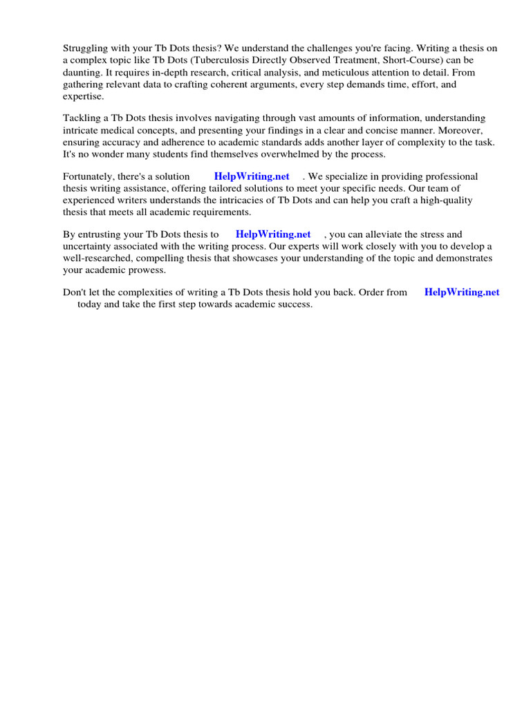 TB Dots Thesis | Download Free PDF | Tuberculosis | Shock (Circulatory)