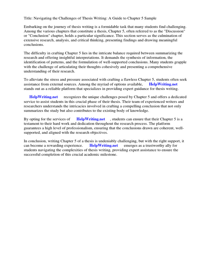 Thesis Chapter 5 Sample | PDF