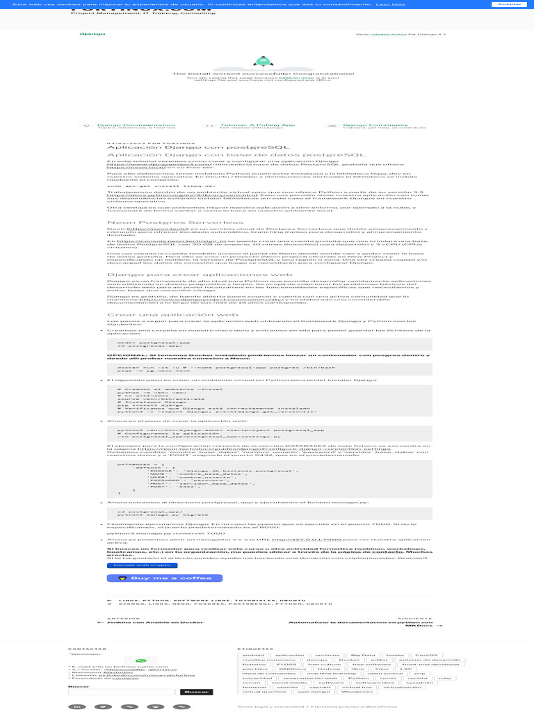Crear Aplicación Django con PostgreSQL | PDF | Informática | Tecnología