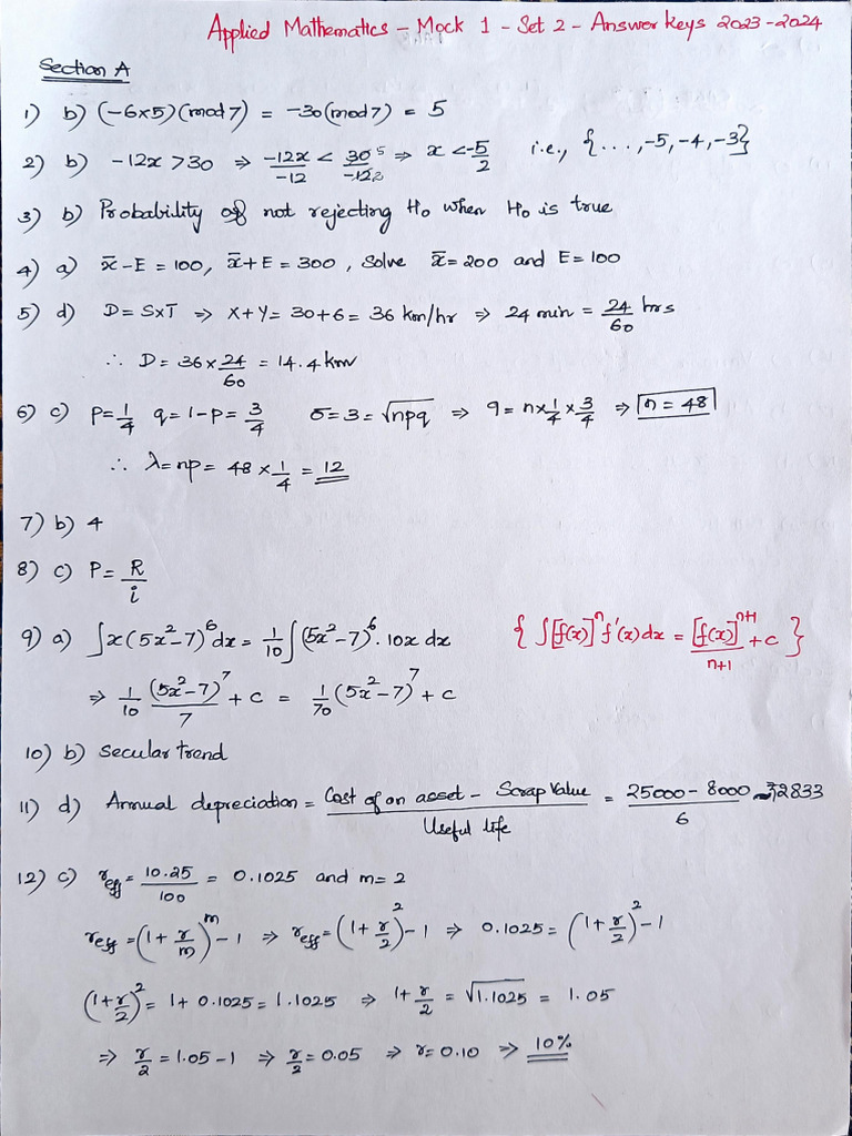 CLASS XII APPLIED MATHS QP Set B 2023-24 (SOLUTIONS) | PDF
