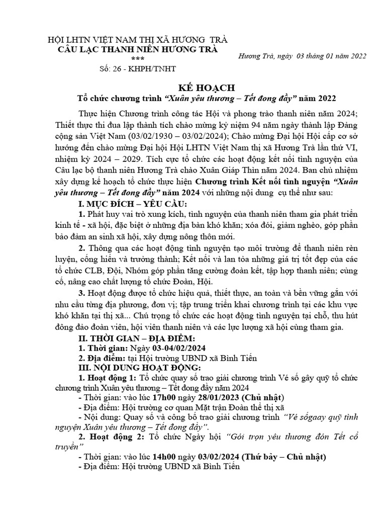 KH Xuan Yeu Thuong Tet Dong Day 2024 | PDF
