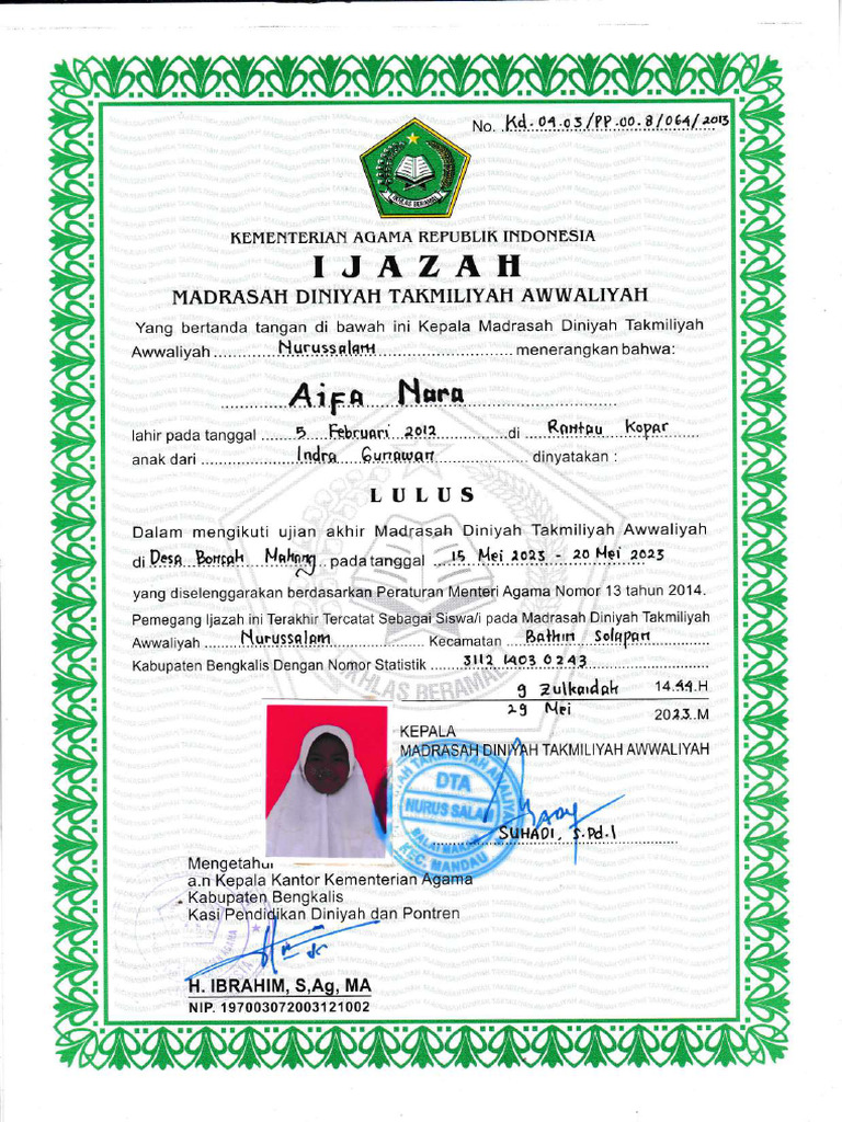 Ijazah Aifa Ok | PDF