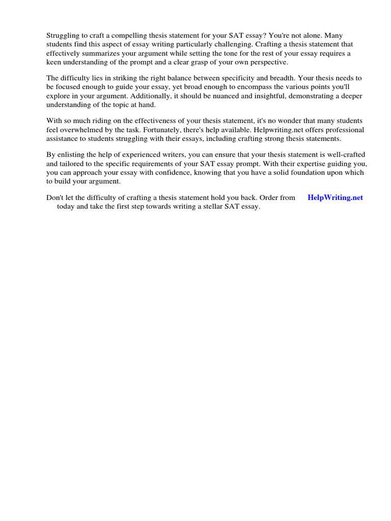 Good Sat Essay Thesis Statement | PDF | Career & Growth